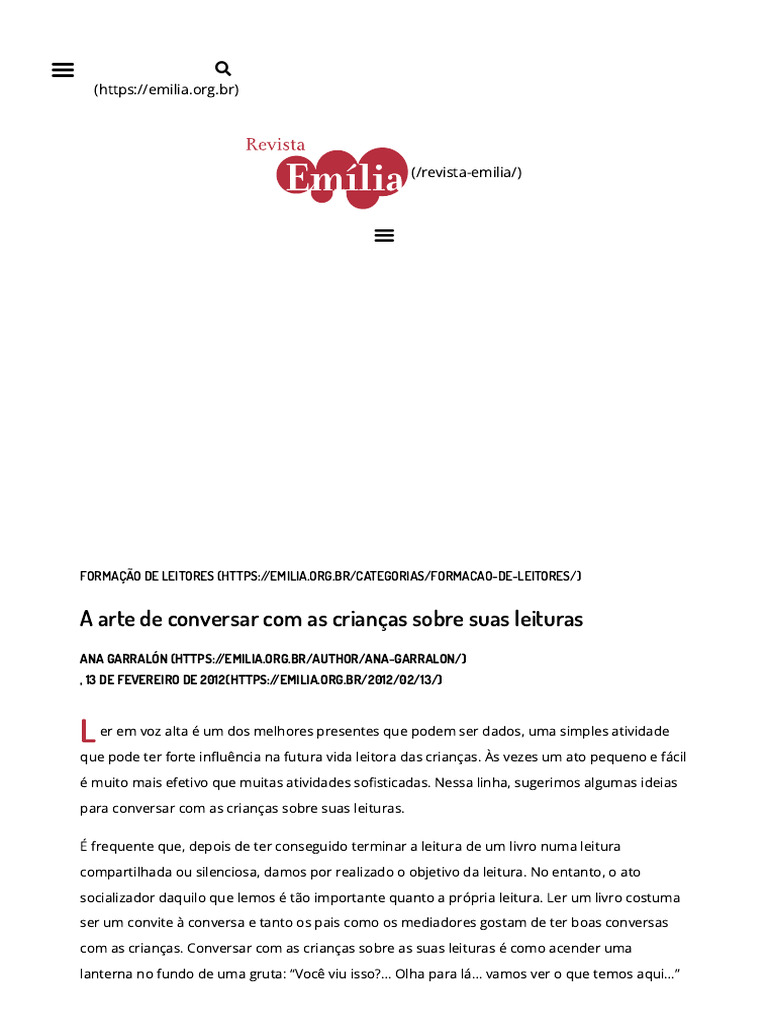 A Arte de Conversar Com As Crianças Sobre Suas Leituras - Ana Garralón ...