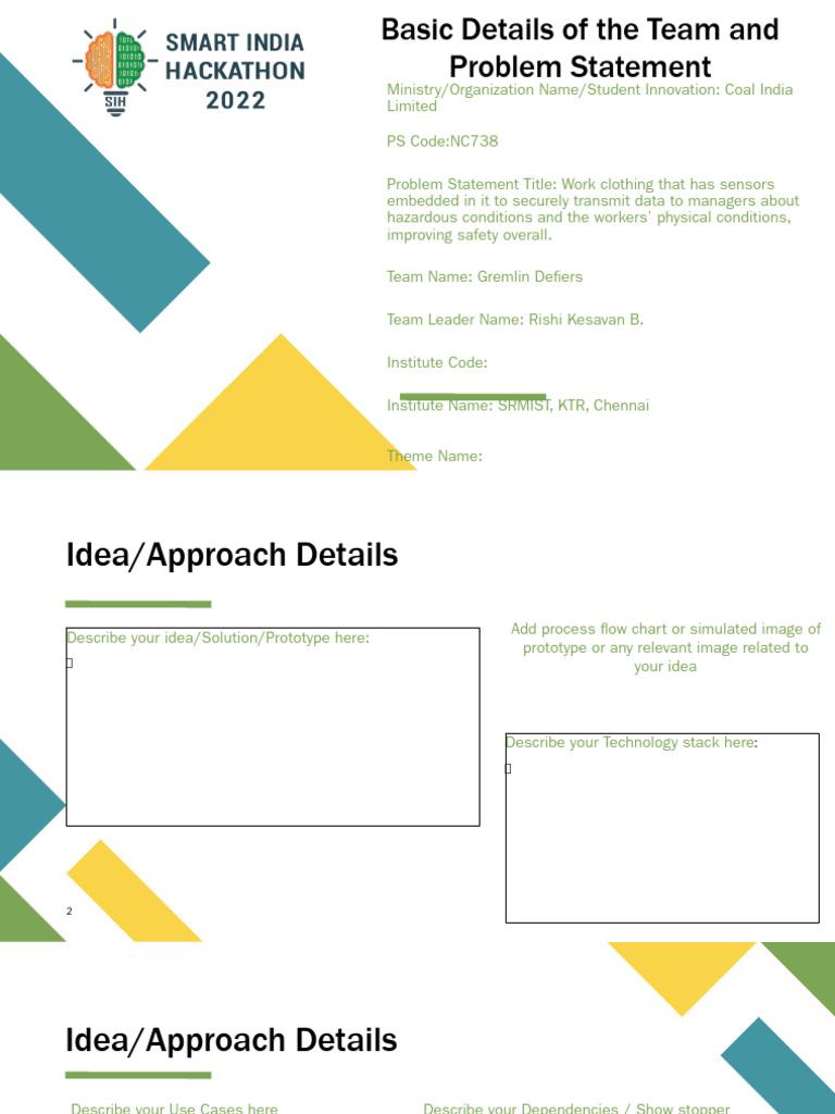 Idea Presentation Format - SIH 2022 - College | Download Free PDF | Computer Science | Computing