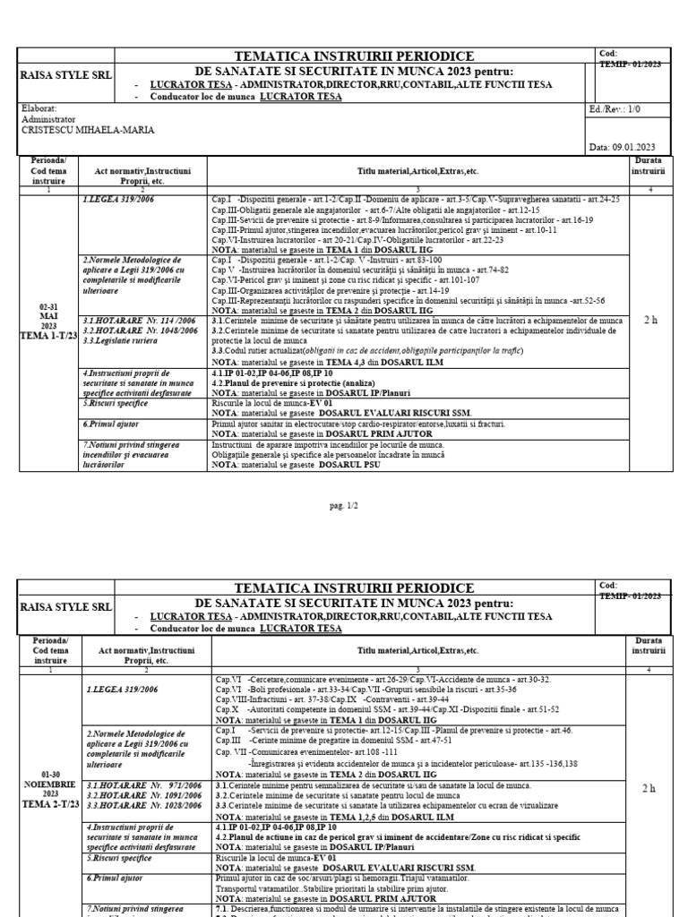 Temip 01-Lucrator Tesa | PDF