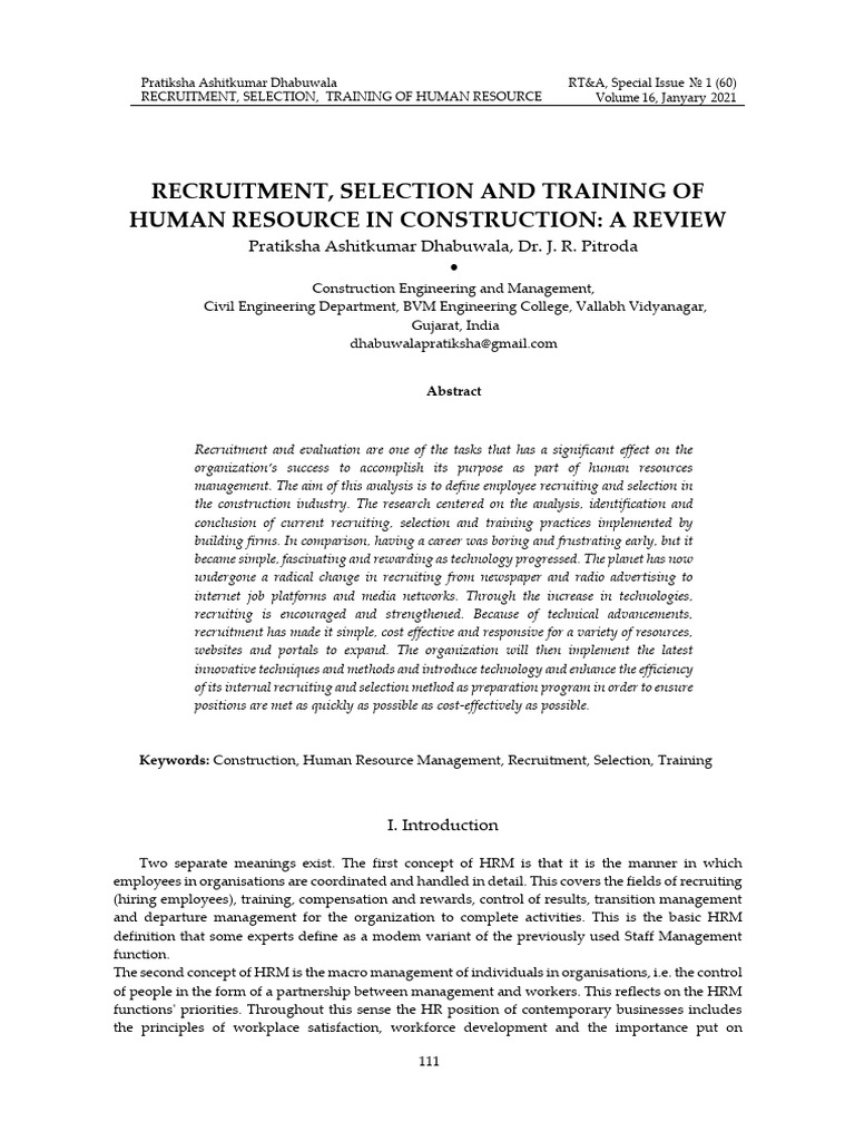 Rta Si 1 2021-12 111-120 | PDF | Human Resource Management | Recruitment