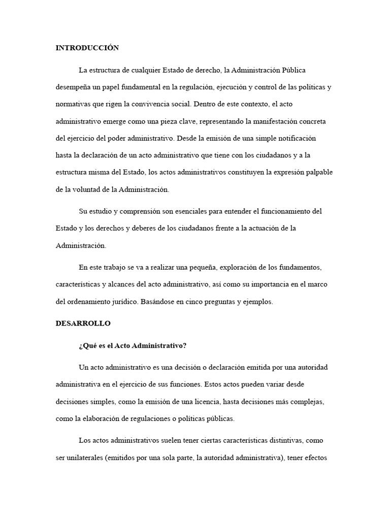 Definición y características del acto administrativo | PDF | Derecho