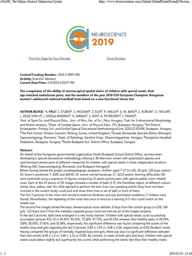 DR Jeno Pali SFN cOASIS The Online Abstract Submission System 05052019 ...