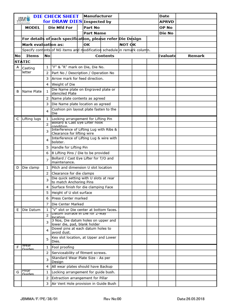 JBMMA F PE 38 01 - Static Check Formats | PDF | Screw | Mechanical ...