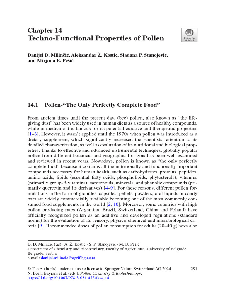 Techno-Functional Properties of Pollen | PDF