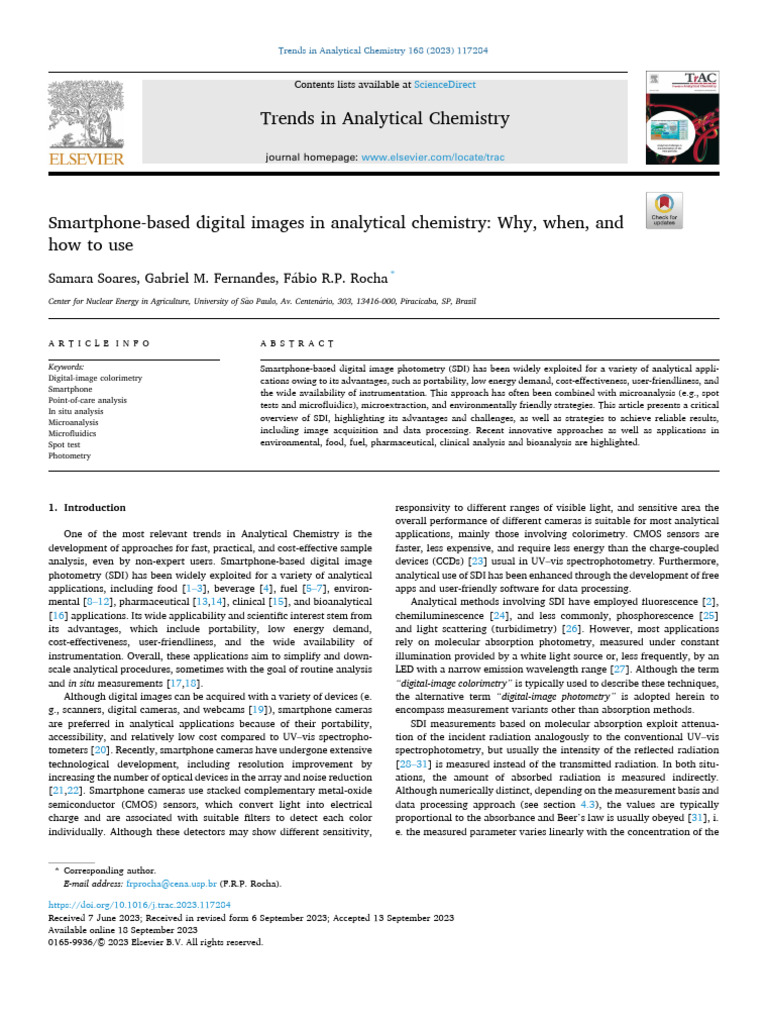 Smartphone-Based Digital Images in Analytical Chemistry - Why, When ...