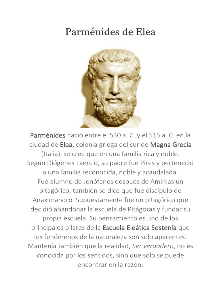 Vida y Filosofía de Parménides de Elea | PDF | Nada | Metafísica