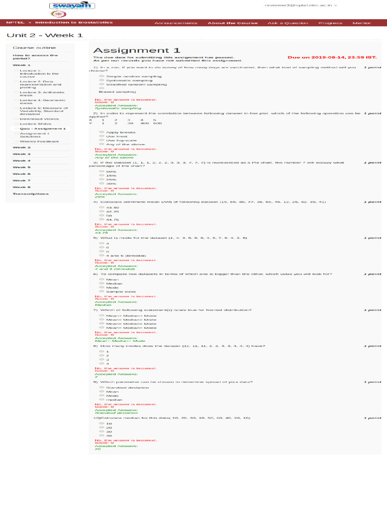 Noc19 bt19 Assignment Week 1 | PDF