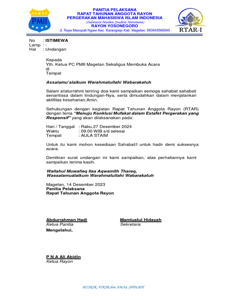 Undangan Rtar 2023 | PDF