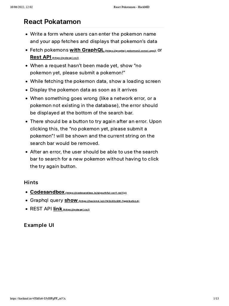 React Pokatamon - HackMD | PDF | Software | Databases