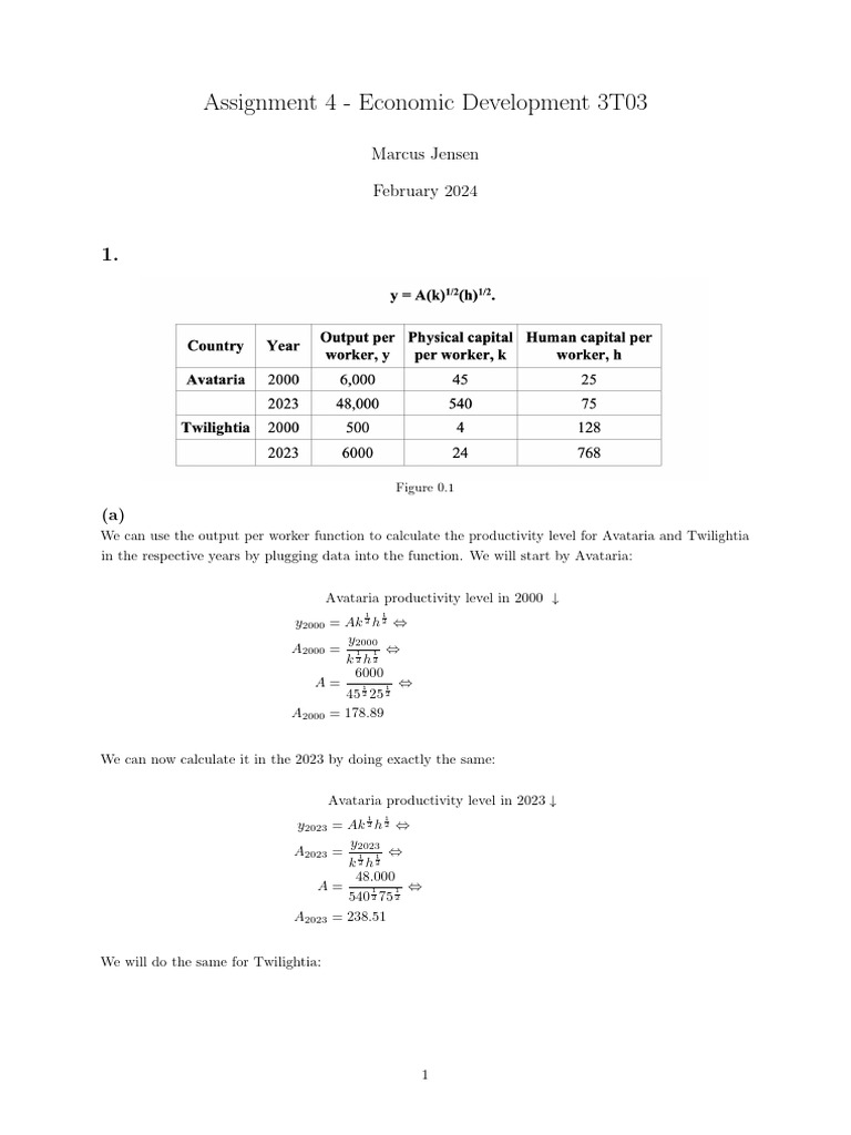 Assignment 4 Economic Development 3T03 | PDF | Production And Manufacturing | Business Economics