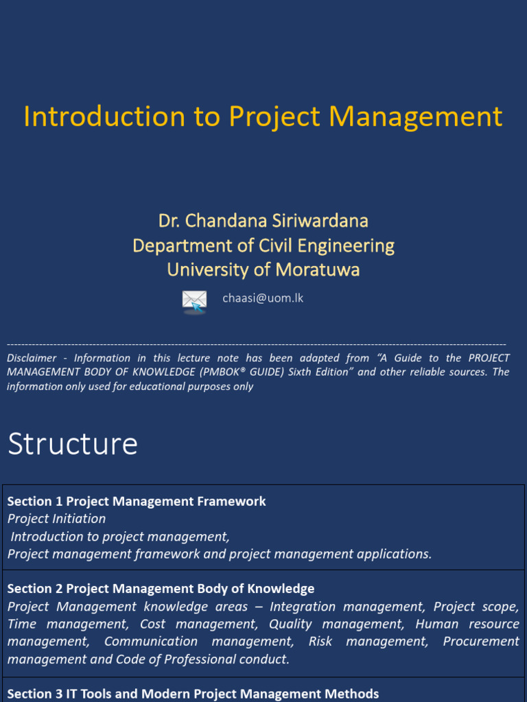Introduction To Project Management | Download Free PDF | Project Management | Risk Management