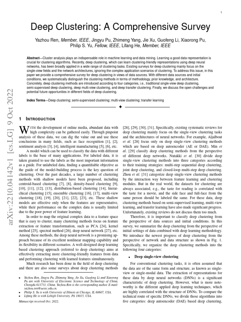 Deep Clustering: A Comprehensive Survey | PDF