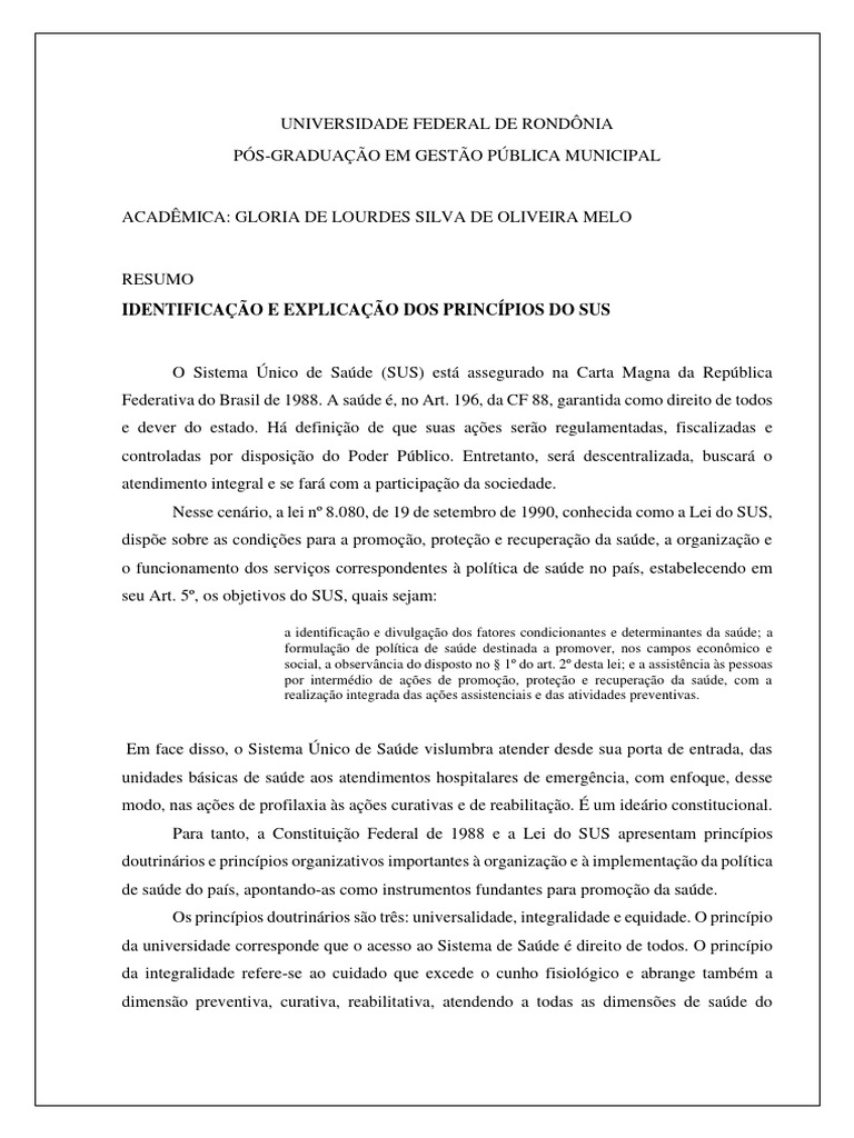 Resumo Sus | PDF | Promoção de saúde | Governo