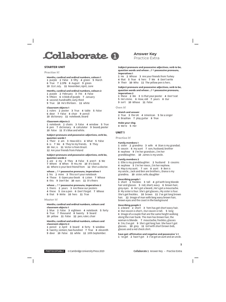 Collaborate1 Practice Extra Answer Key | PDF | Educational Technology | Juice