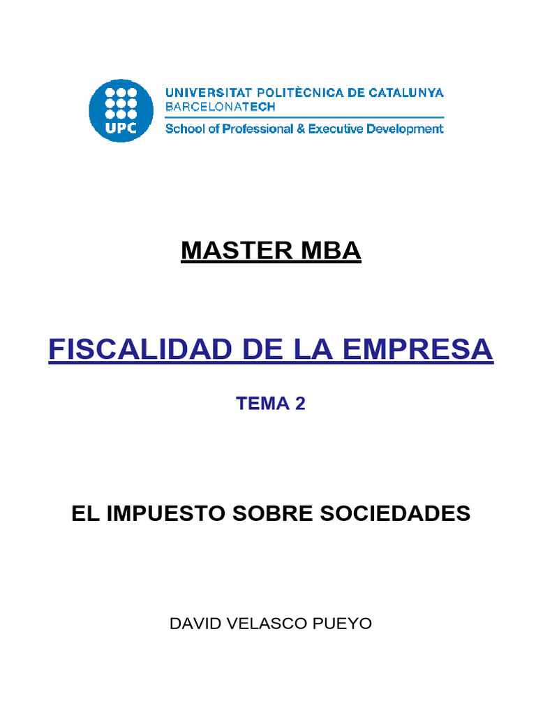 Tema 2 Fiscalidad de La Empresa Imp Sociedades | PDF