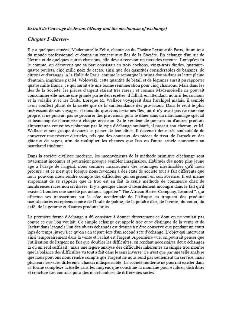 Échanges et Troc dans l'Histoire | PDF | Utilité (économie) | Argent