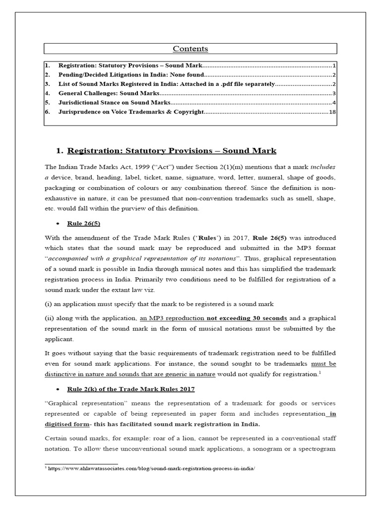 Compiled Research On Sound Mark (Draft) | PDF | Trademark | Harley Davidson