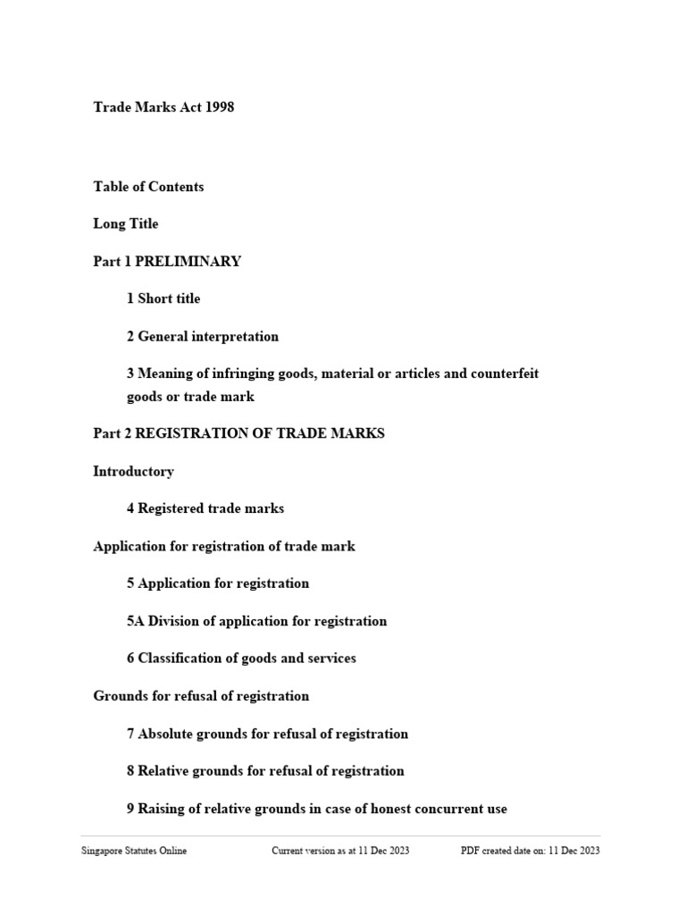 Trade Marks Act 1998 | PDF | Trademark | License