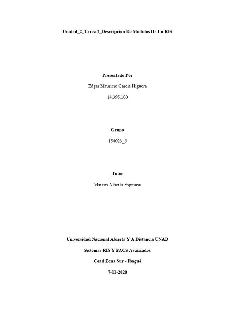 Unidad - 2 - Tarea 2 - Descripción de Módulos de Un RIS - Mapa Mental ...