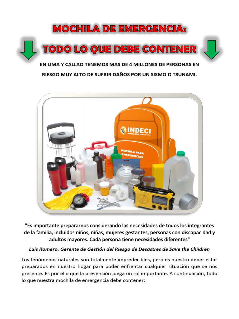 Mochila de Emergencia | PDF