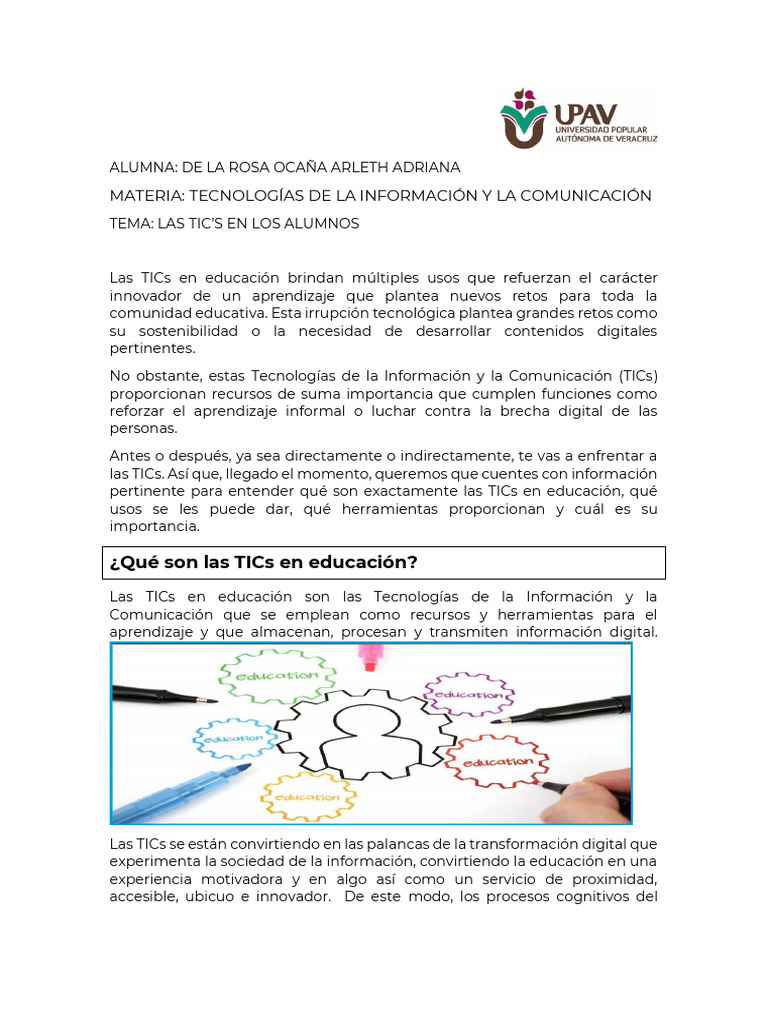 Las TIC Se Han Convertido en Un Instrumento Esencial A La Ho | PDF ...