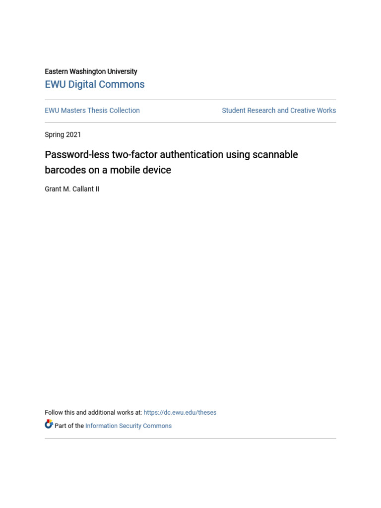 3 Password-Less Two-Factor Authentication Using Scannable Barcodes Shihe Dhe Perdore | PDF ...