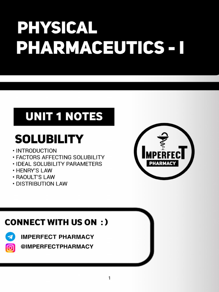 UNIT 1 Physical Pharmaceutics 1st (Imperfect Pharmacy) - Numbered | PDF