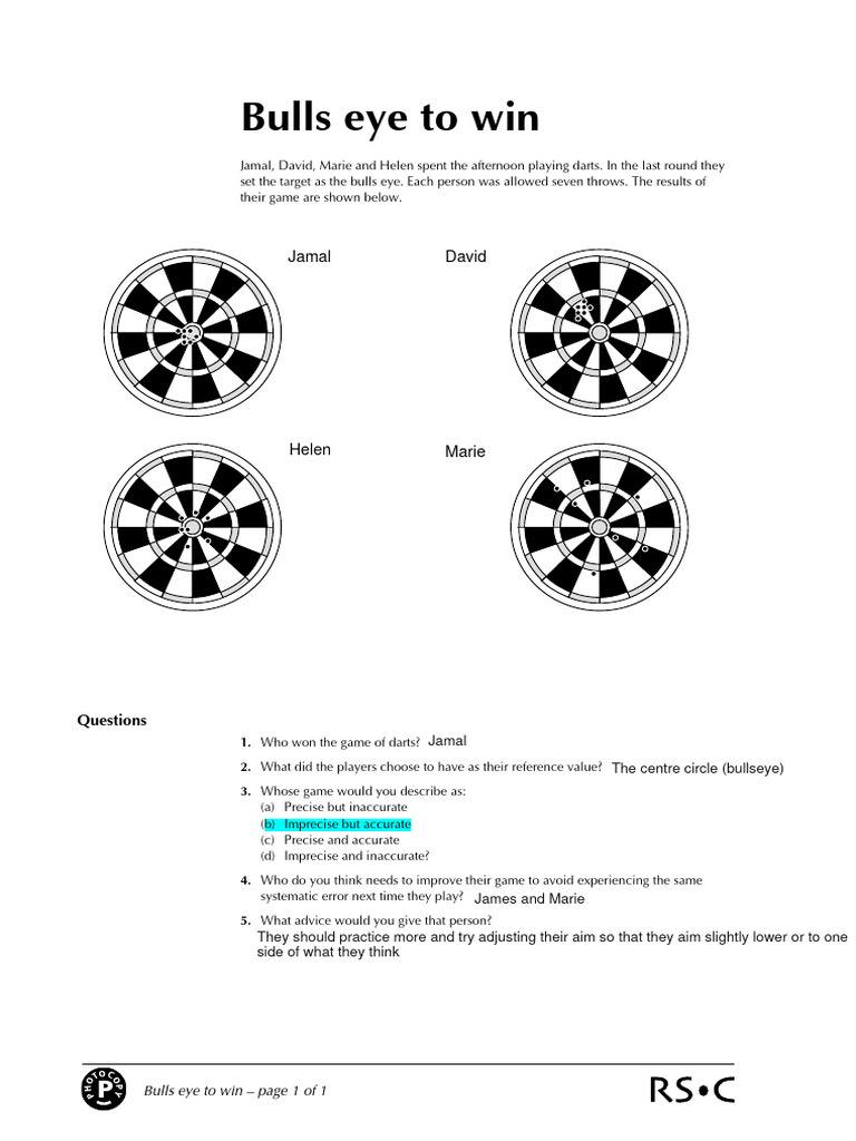 Bullseye Worksheet | PDF