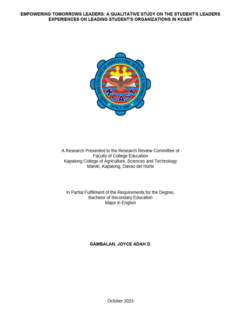 Student Leadership Experiences at KCAST | PDF