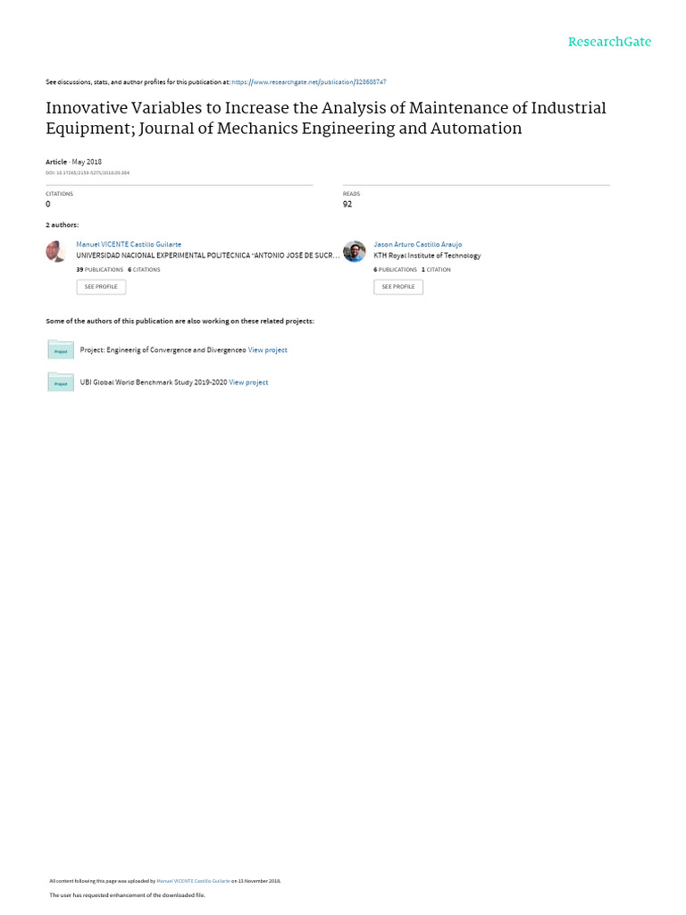 Innovative Maintenance Analysis for Equipment | PDF | Statistics ...