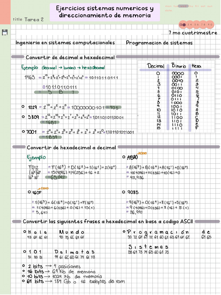 Conversiones de Hexadecimal A Decimal o Decimal A Hexadecimal | PDF