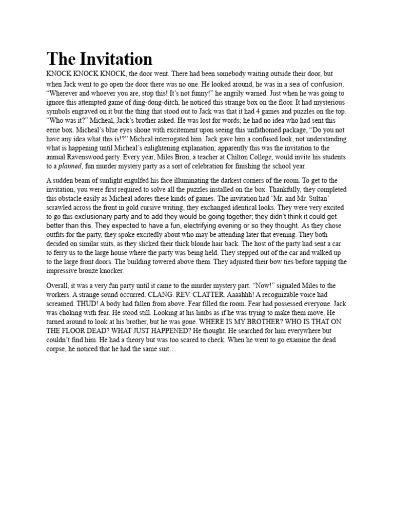 The Invitation | PDF | Art | Mystery, Thriller & Crime Fiction