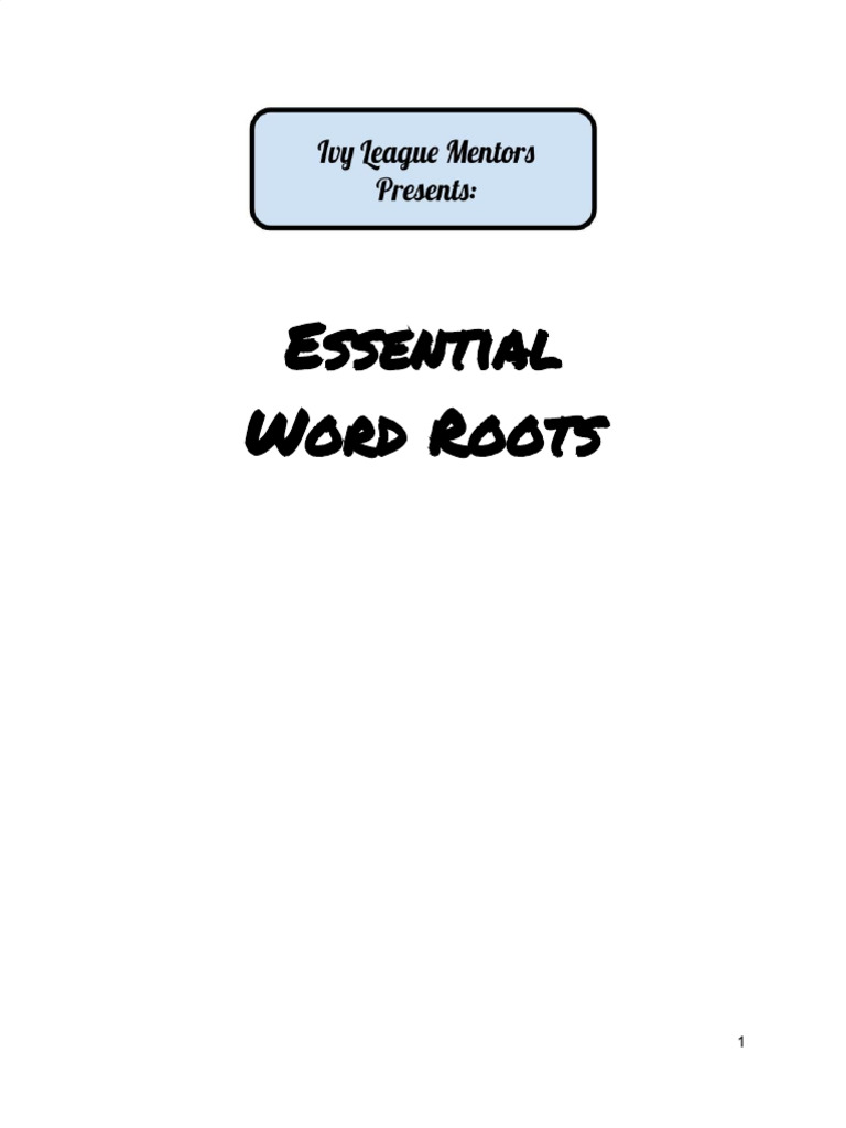Essential Word Roots | PDF | Word | Vocabulary