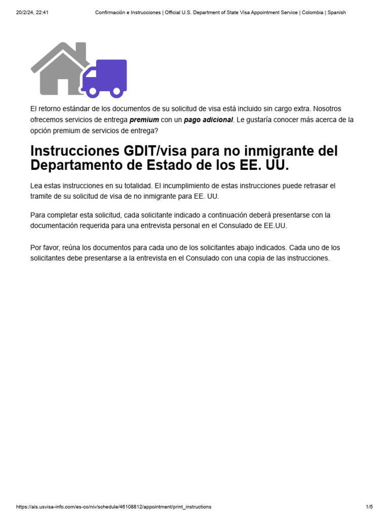Confirmación e Instrucciones - Official U.S. Department of State Visa ... Confirmación e Instrucciones - Official U.S. Department of State Visa ...