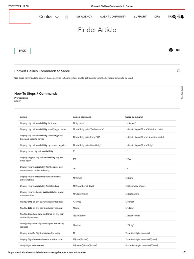 Convert Galileo Commands To Sabre 01 | Download Free PDF | Currency | Airlines