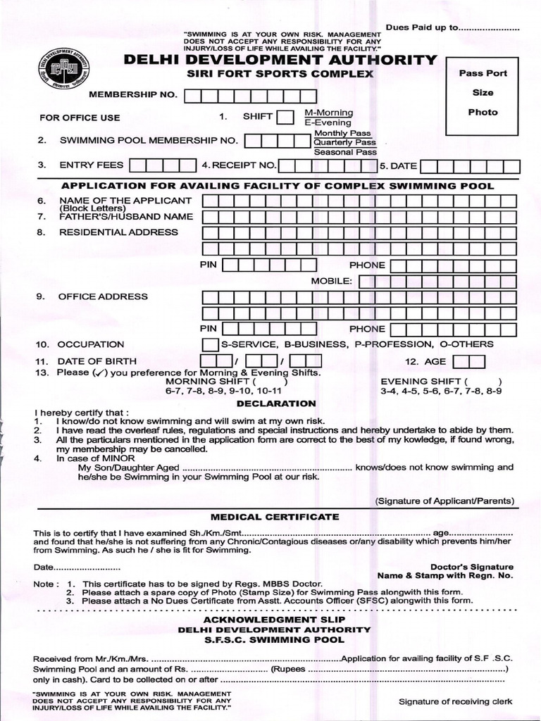 Swimming Pool Form25072022 | PDF | Swimming | Swimming (Sport)