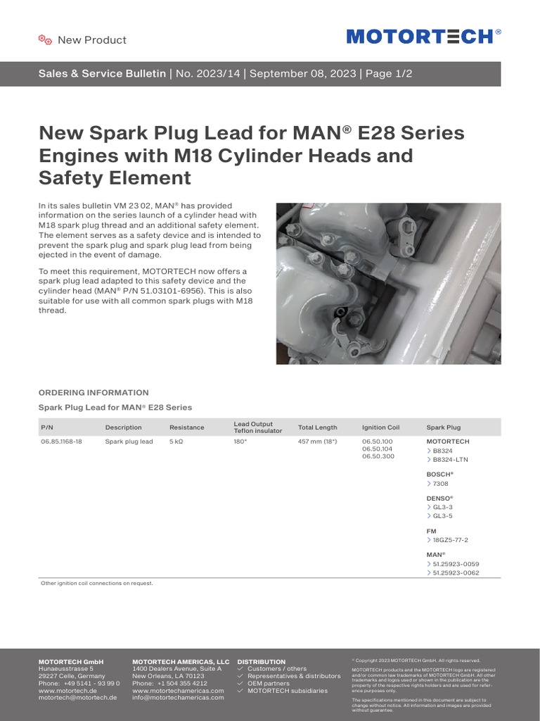 MOTORTECH Bulletin 2023 14 NPRD New Spark Plug Lead For MAN E28 Series ...