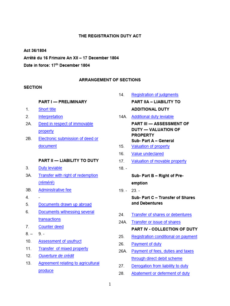 The Registration Duty Act | PDF