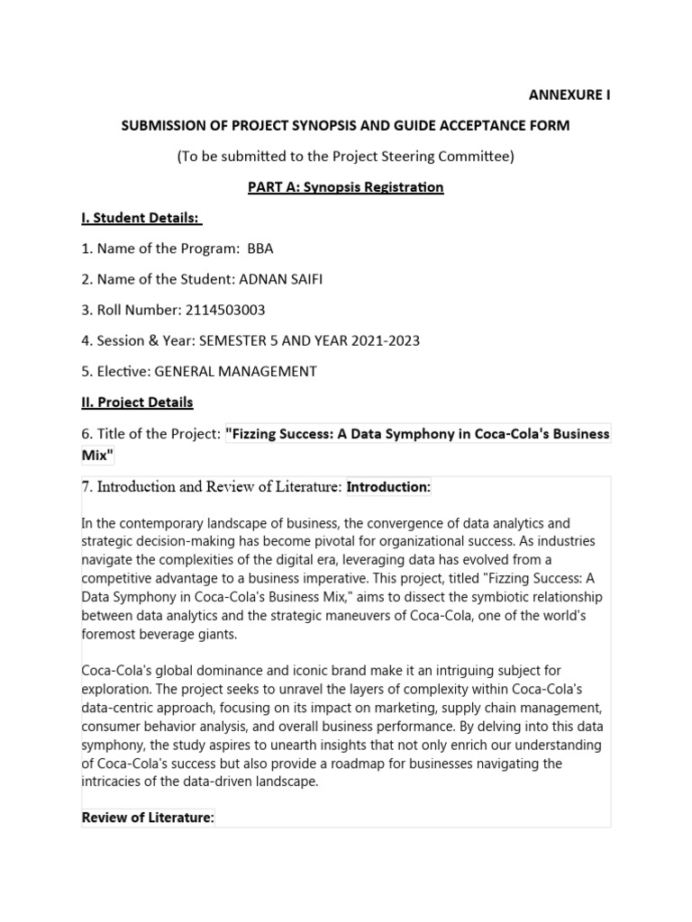 Annexure I & II (Project Guide, Synopsis) - 2 | PDF