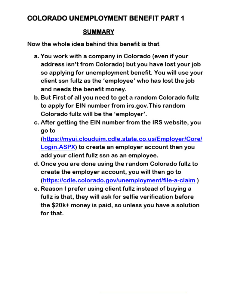 COLORADO Benefit Part-1 | PDF | Employment | Unemployment