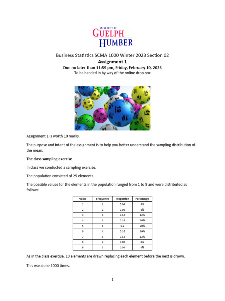 Assignment #1 2023 | Download Free PDF | Standard Deviation | Mean