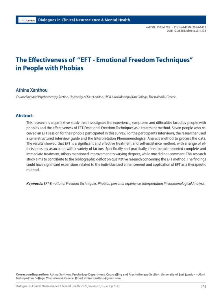 The Effectiveness of 'EFT | PDF | Emotional Freedom Techniques ...