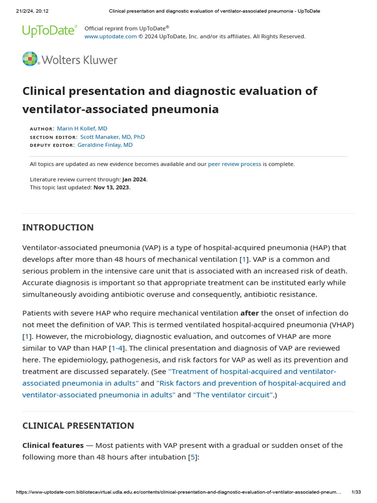 Clinical Presentation and Diagnostic Evaluation of Ventilator ...