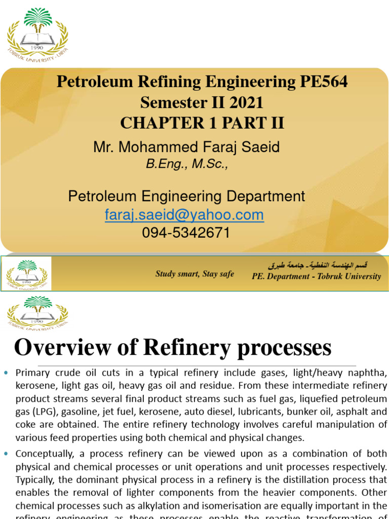 Oil Refinery Chap 1 Part II | PDF | Oil Refinery | Petroleum