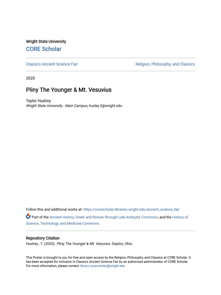 Pliny The Younger & Mt. Vesuvius | PDF | Mount Vesuvius | Volcanology
