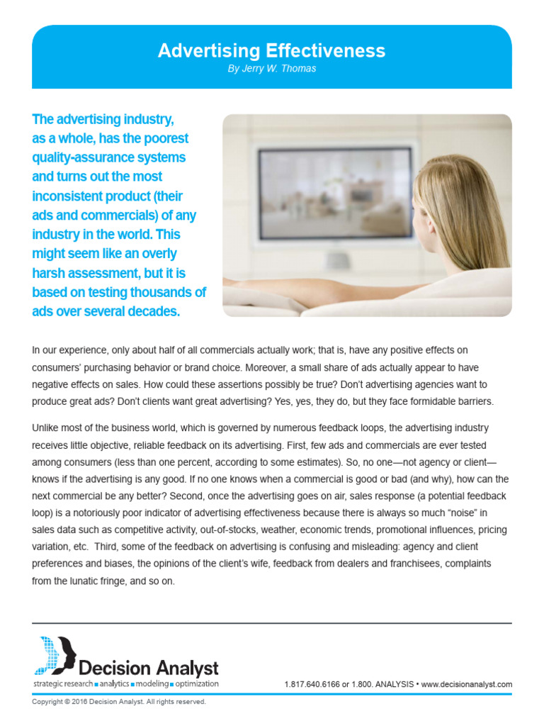 Advertising Effectiveness | PDF | Advertising | Brand