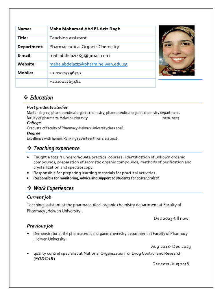 Maha M. CV | PDF | Wellness