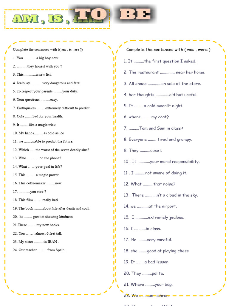 To Be Grammar Drills - 100080 | PDF | Games & Activities | Home & Garden