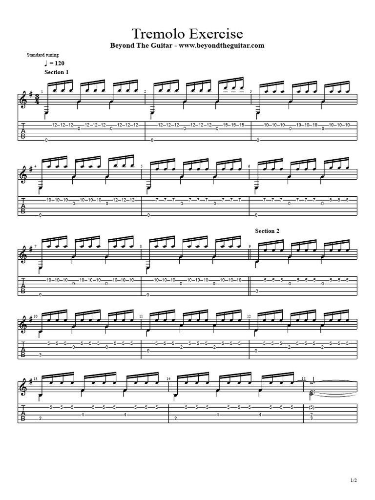 Tremolo Exercise | PDF | Guitar Family Instruments | Guitars