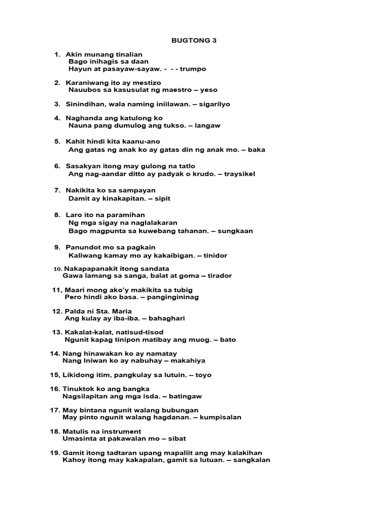 Bugtong 3 | PDF